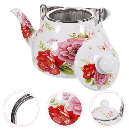 Enamel Kettle Floral Pattern Tea Kettle Stovetop Decorative Teapot Tea ...