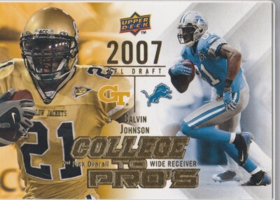 CALVIN JOHNSON 2007 NFL DRAFT College Pros Insert Football Card DETROIT ...