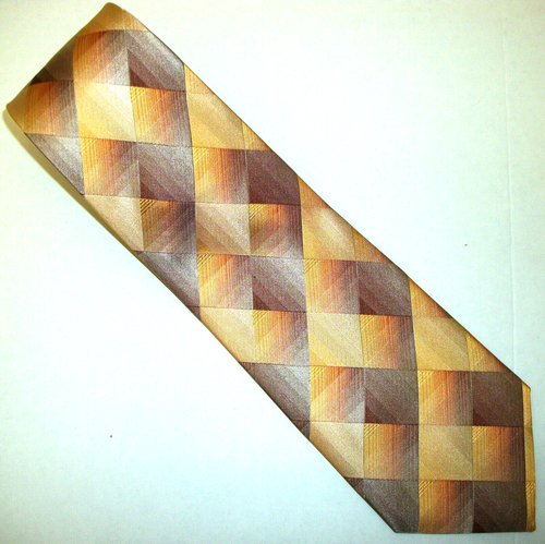 Tan Brown & White Squares Check Silk Neck Tie 57" Long x 3.75" Wide ...