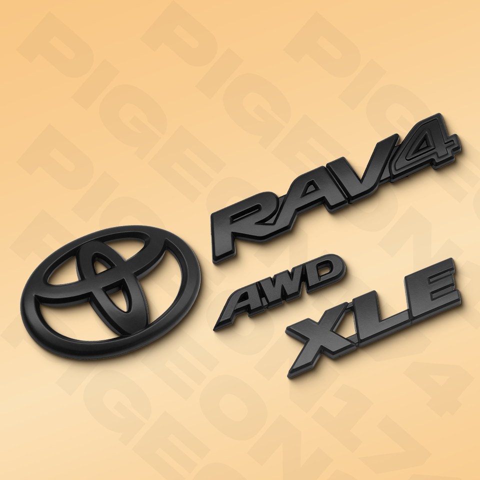4PC Liftgate Emblem Overlay Kits For Rav4 2019-2025 XLE AWD Matt Black ...