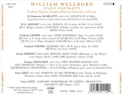 WILLIAM WELLBORN PIANO PORTRAITS NEW CD 21475011490| eBay