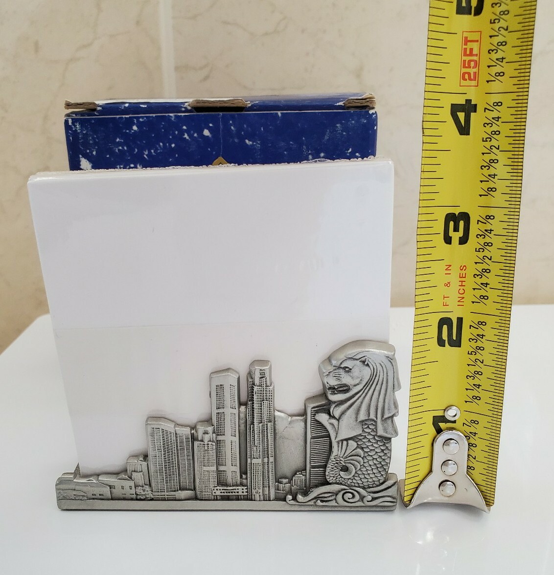 Royal Selangor Pewter Singapore Merlion Lion Fish Card Paper Stand Desk ...