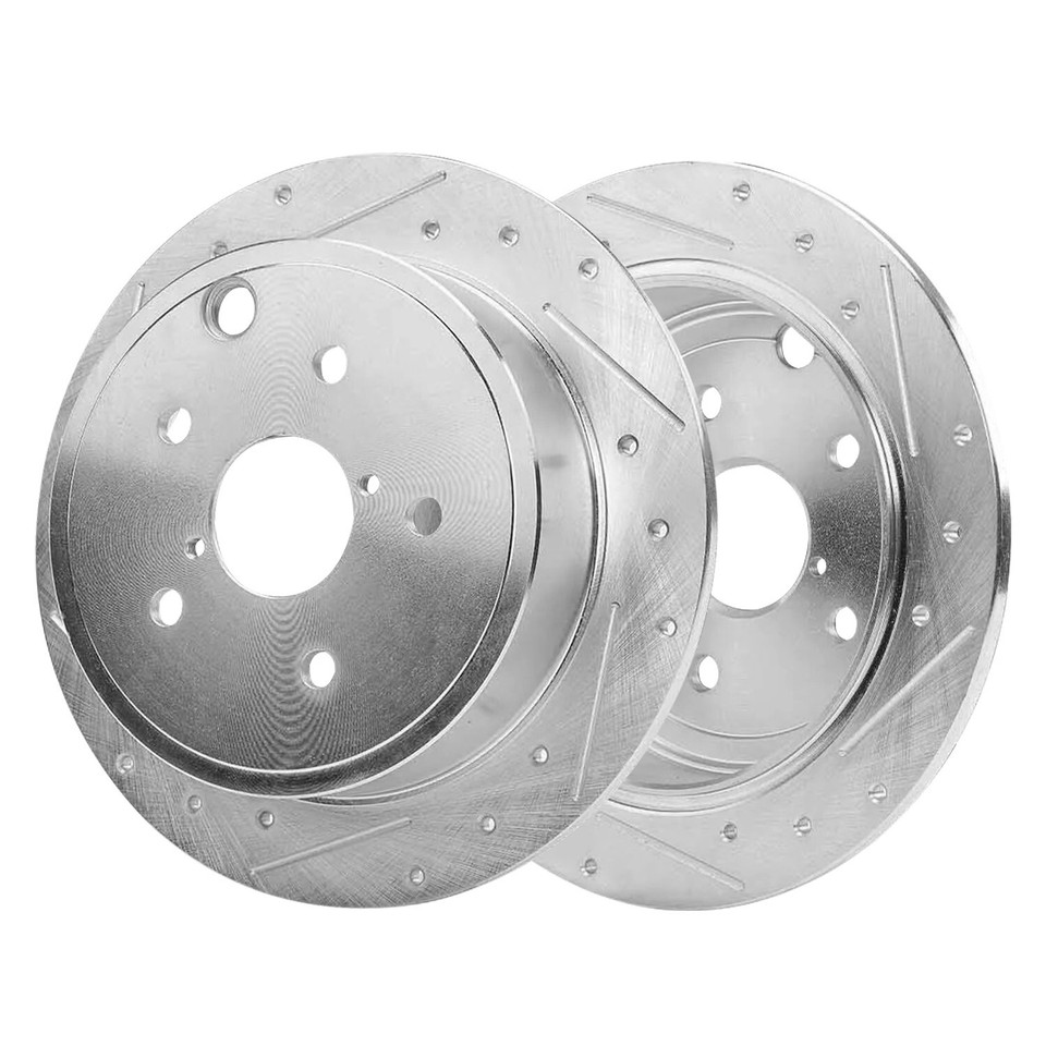 Pair Rear Drilled and Slotted Disc Brake Rotors Set for 2015 - 2021 ...