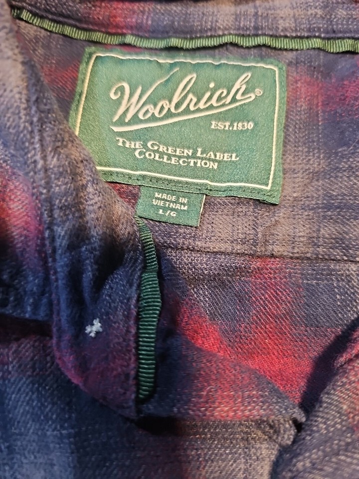 Woolrich Green Label Collection Mens Blue And Red Plaid Flannel Shirt ...