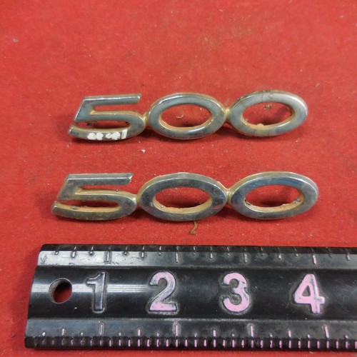 TWO Ford 500 "500" Emblem Badge metal script Vintage Automobile Car ...