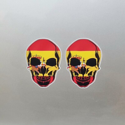 2x Spain Spanish Flag Realistic Skull Vinyl Sticker Decal For Car ...