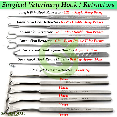 Veterinary Surgical Skin Hooks Spay Gillies, Joseph, Fomon Hook Eyelid ...