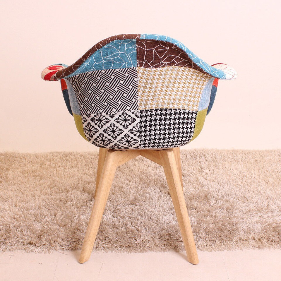 Vintage-Inspired Ergonomic Patchwork Dining Chair | Retro Modern Design ...