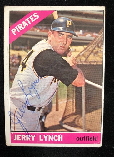 JERRY LYNCH 1966 TOPPS AUTOGRAPHED SIGNED AUTO BASEBALL CARD 182 ...