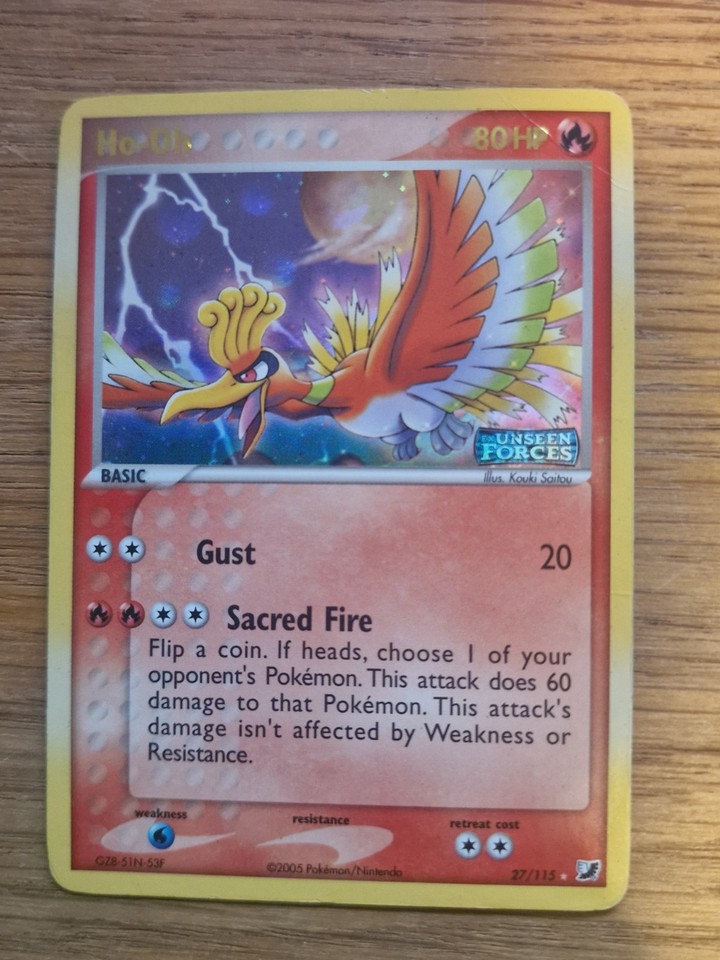Pokemon Tgc Ho-oh 27/115 EX unseen Forces Rare Stamped Reverse Holo NM+ ...