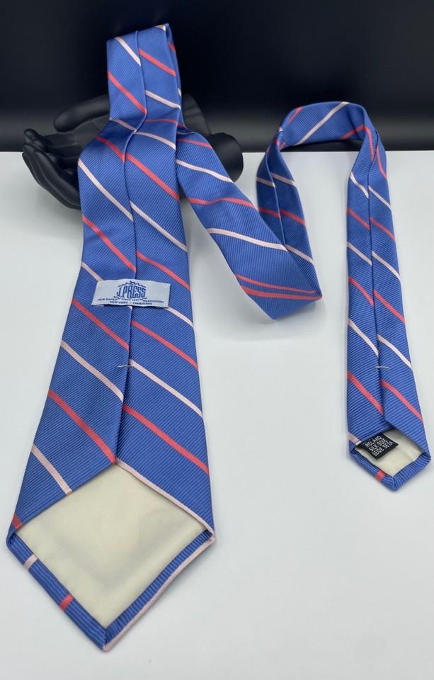 J. PRESS Men's 100% Silk Tie ~ Blue ~ Striped ~ Made in Ireland! | eBay