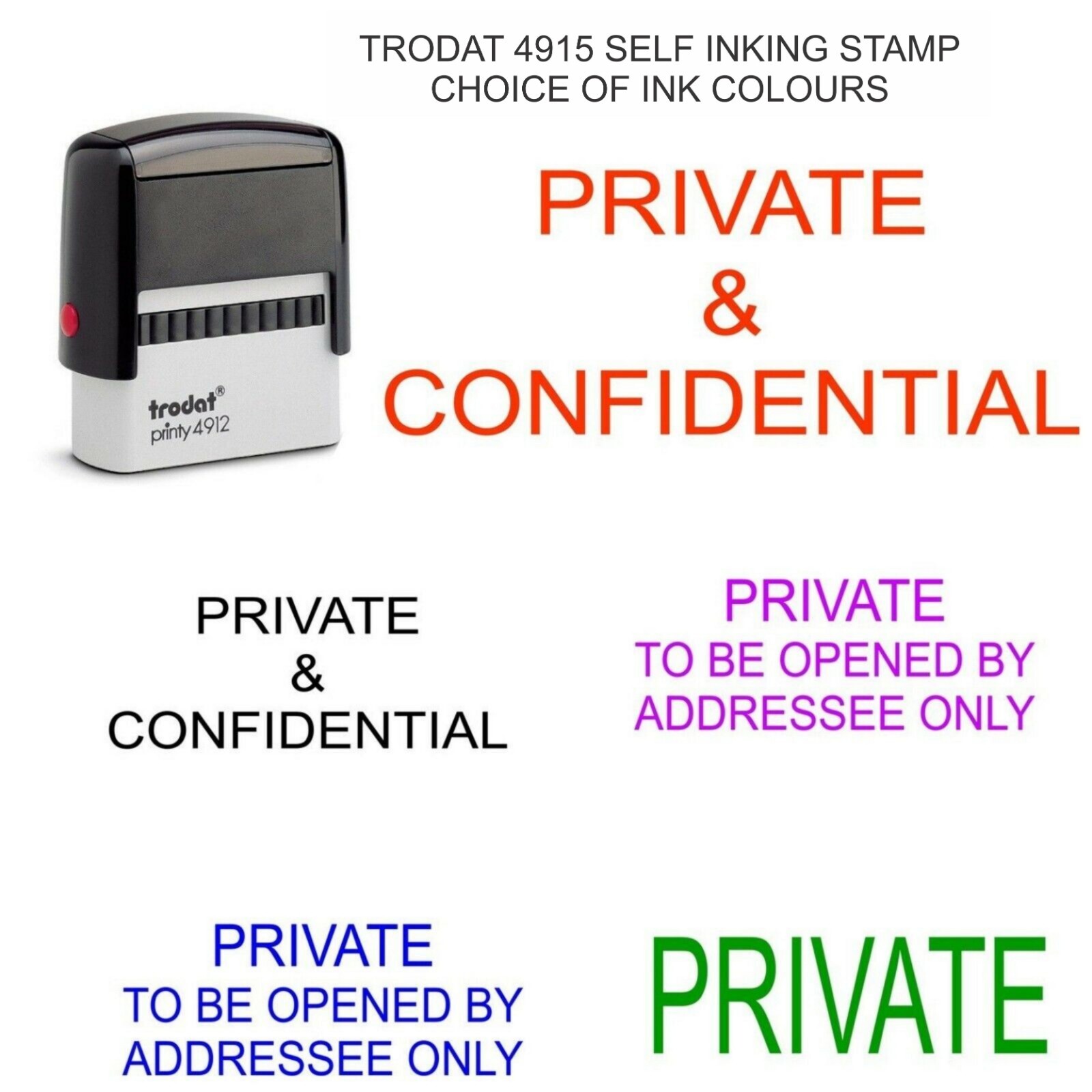 PRIVATE SELF INKING RUBBER STAMP CONFIDENTIAL ADDRESSEE ONLY OFFICE ...