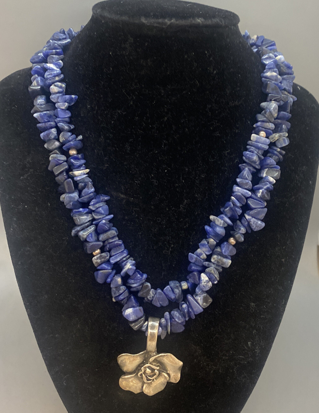 Vintage Claudia Agudelo EXEX Sterling Silver Flower pendant Lapis ...