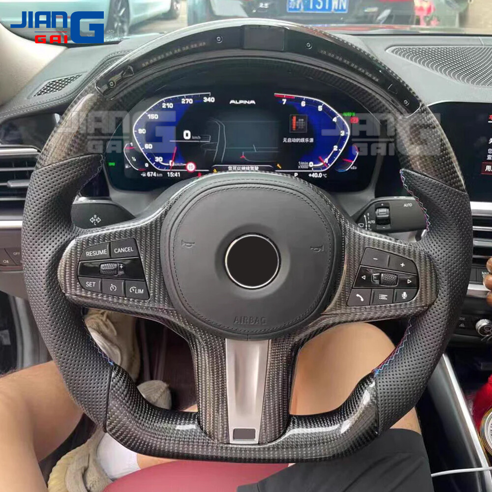 LED Carbon Fiber Steering Wheel Fit BMW F40 F44 G20 G28 G80 G38 G30 ...
