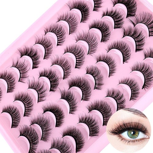 Thick Lashes 3D Fluffy Volume False Eyelashes Wispy Fake Eyelashes Mink ...