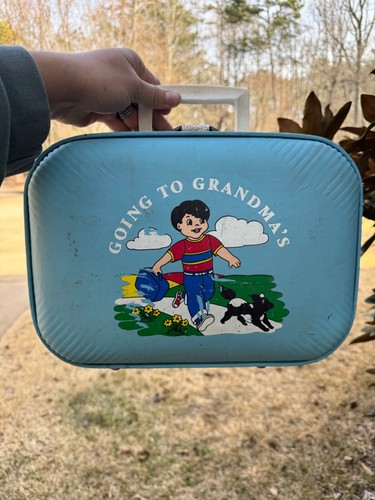 Vintage Going To Grandmas Small Blue Suitcase Boys Kid Overnight ...
