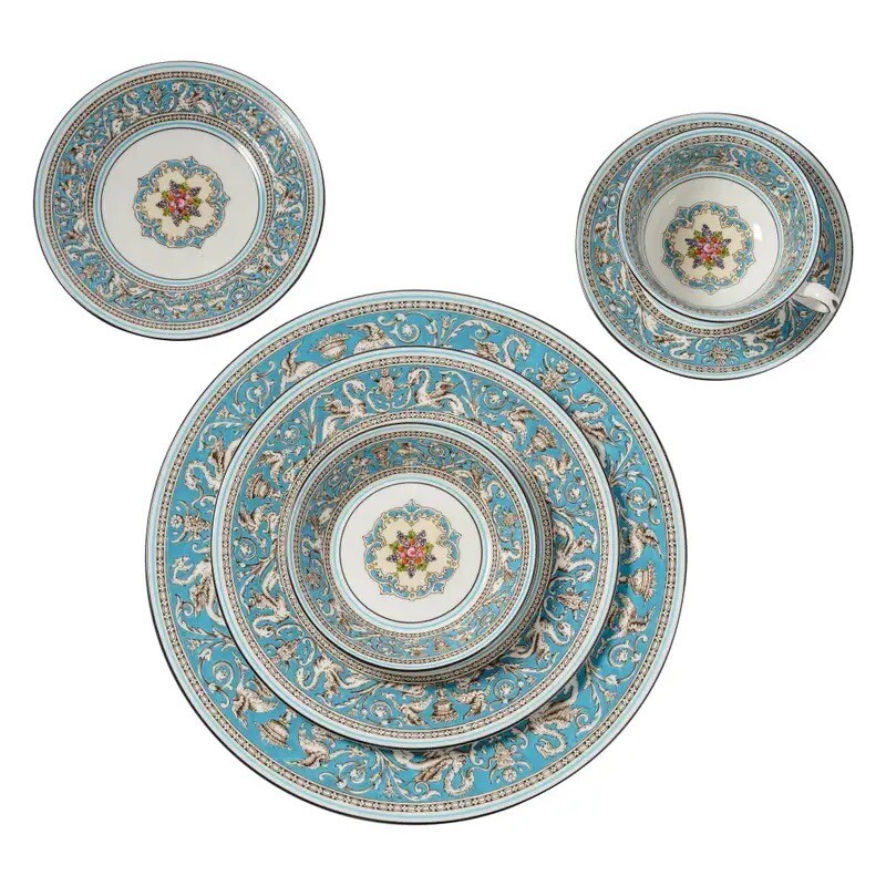 120 Pc. Authentic Wedgewood Florentine Turquoise Bone China. Made In ...