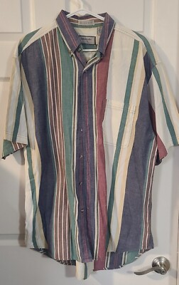 vintage mercedes button up multicolor striped shirt Large | eBay