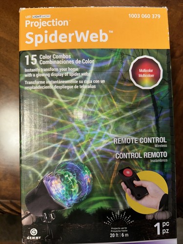 Gemmy LightShow Projection SpiderWeb | 15 Color Combos remote control ...