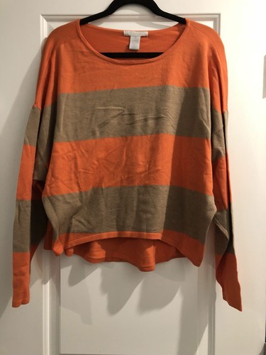 New With Tags DESIGN HISTORY orange And Beige striped batwing sweater ...