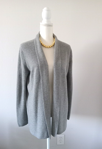 Talbots 100% Cashmere Gray Open Long Cardigan Sweater Size L | eBay