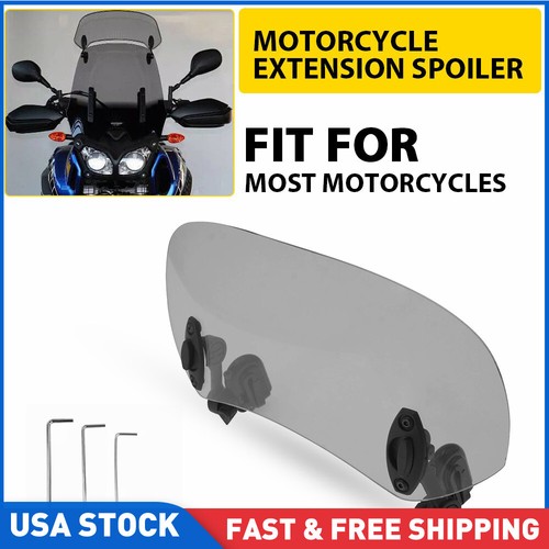Smoke Motorcycle Windshield Clip On Wind Screen Deflector Extension ...