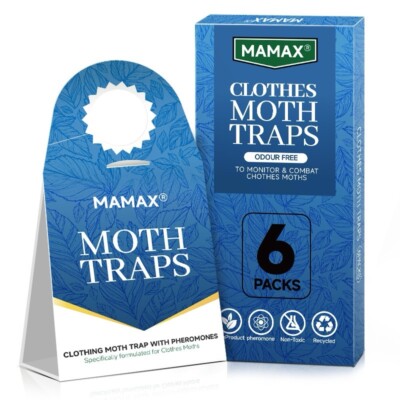 6 Mamax Clothes Moth Traps Wardrobe Pantry Carpet Pheromone, Monitoring ...