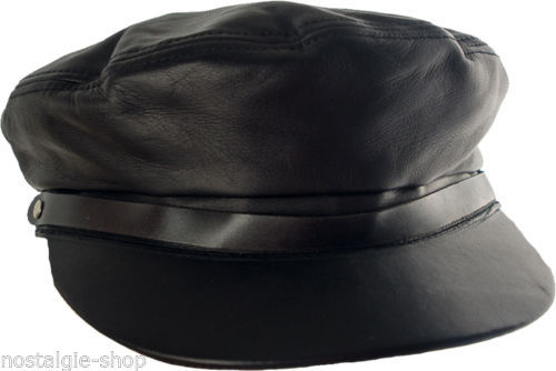 Elvis Leder Cap Ledercap,CSA Mütze Flat Cap Rock`n Roll Hut,Biker ...