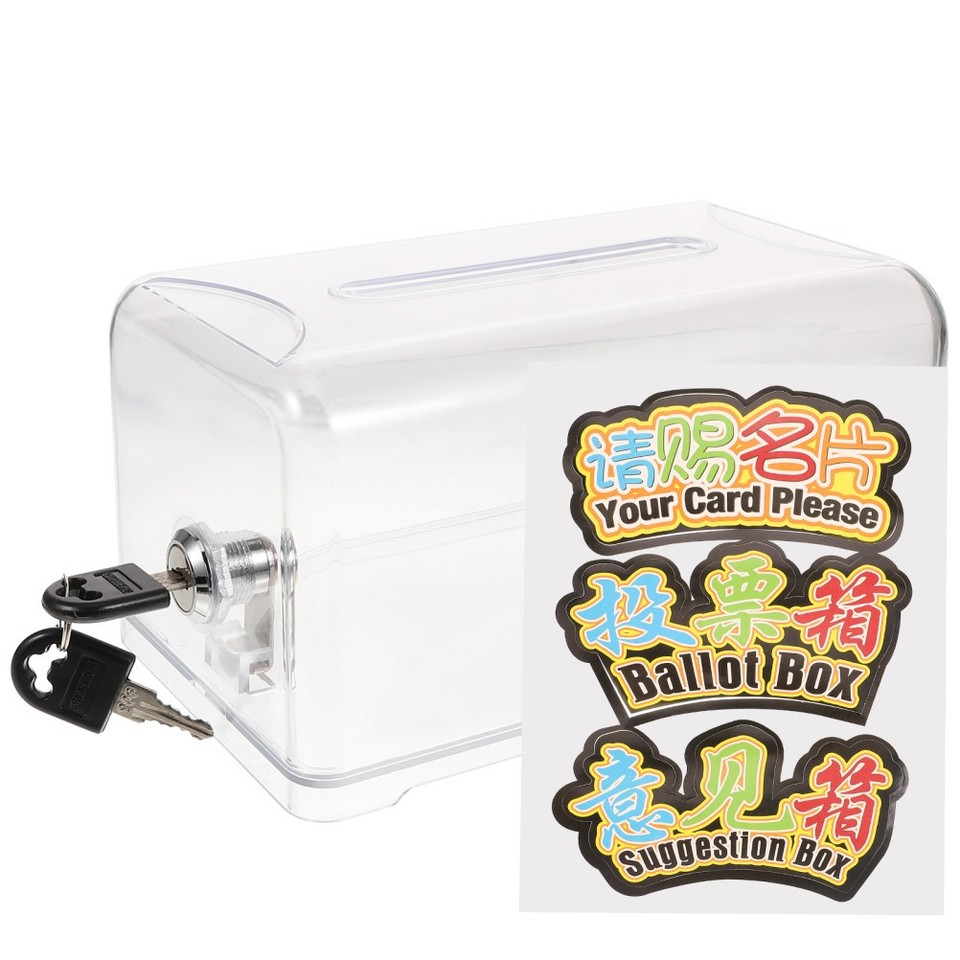 Clear Acrylic Fundraising Donation Box With Lock For Voting Ballot ...