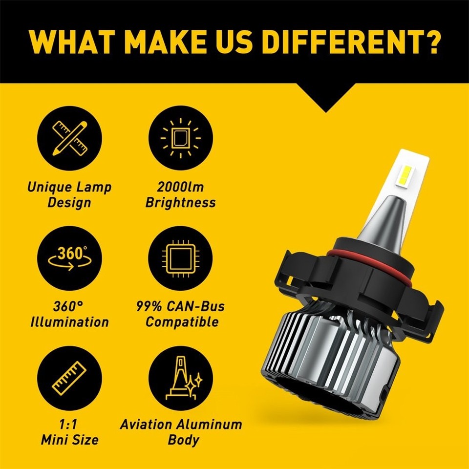 2Pack 2504 PSX24W 6000K White 50W LED Headlight Bulb Fog Light DRL Free ...