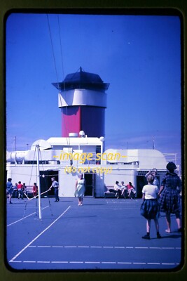 People on SS America Passenger Ship & Funnel in 1962, Kodachrome Slide ...