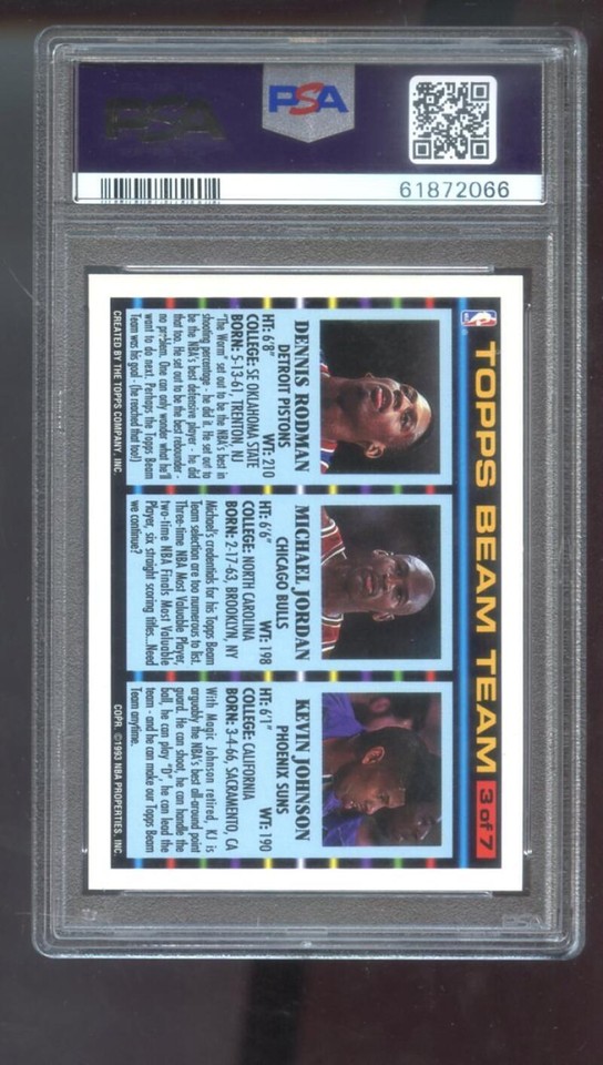 1992-93 Topps Beam Team #3 Michael Jordan Kevin Johnson Dennis Rodman ...