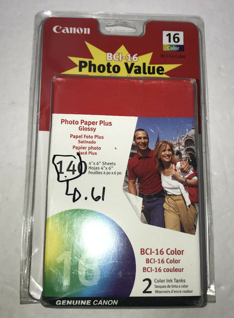 NEW Canon BCI-16 Color Ink Tanks + Photo Paper / Genuine OEM Cartridges ...