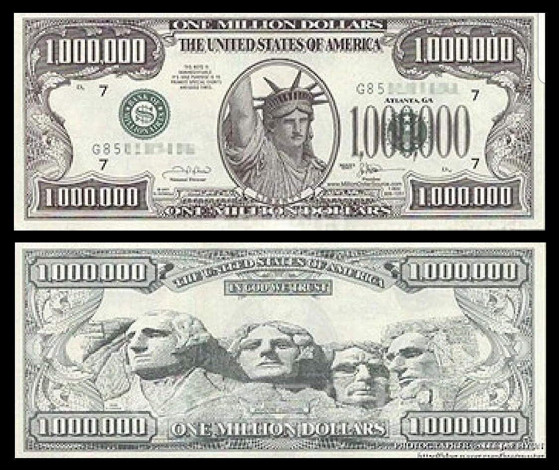 American 1000000 Dollar Bill