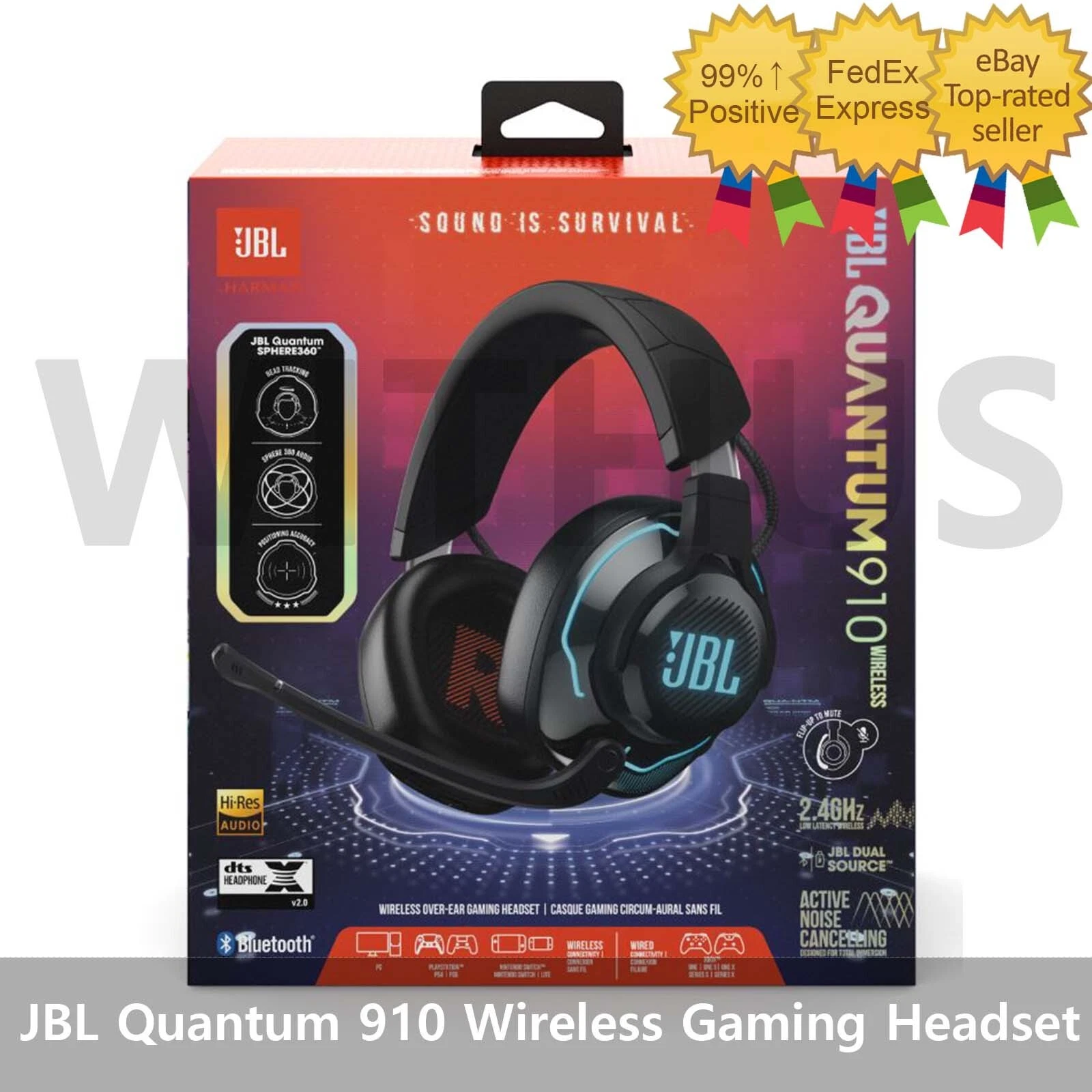 JBL Quantum 910 Wireless Gaming Headset with Active Noise JBL Quantum 910 Wireless Gaming Headset with Active Noise