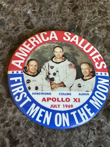 NASA Pin 1969 Apollo XI Vintage Pinback Badge NOS Moon Landing ...