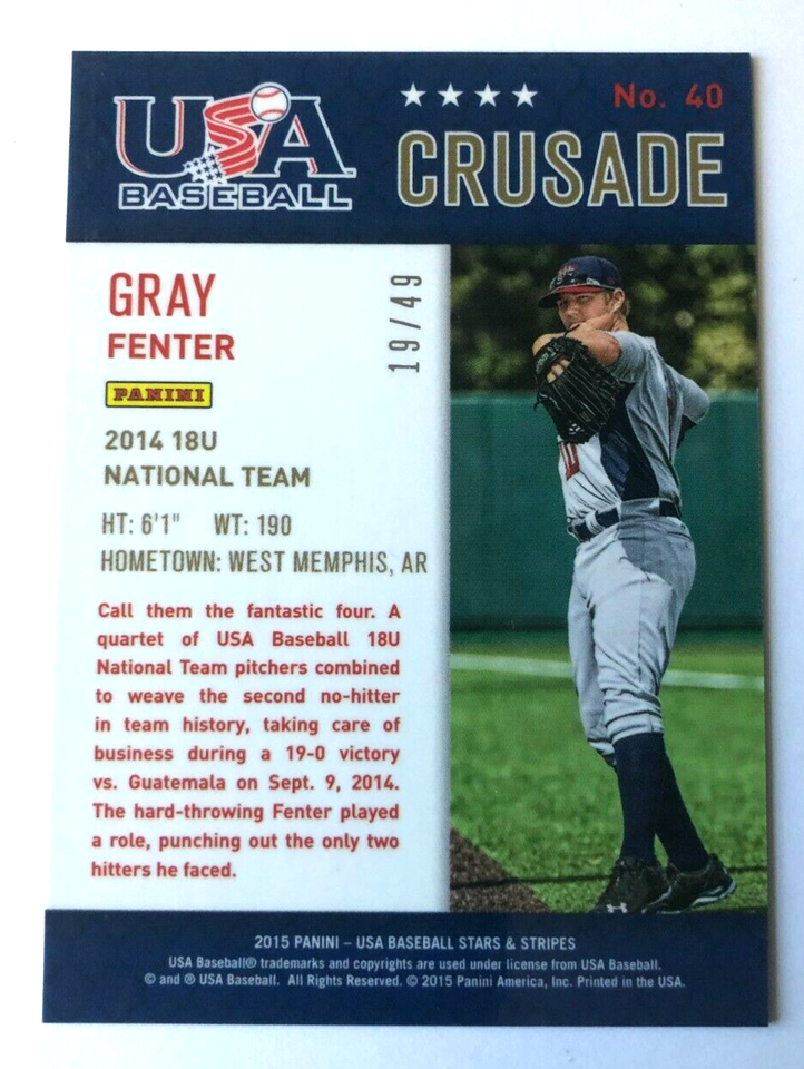 2015 Panini USA Stars and Stripes Crusade Gray Fenter 19/49 | eBay
