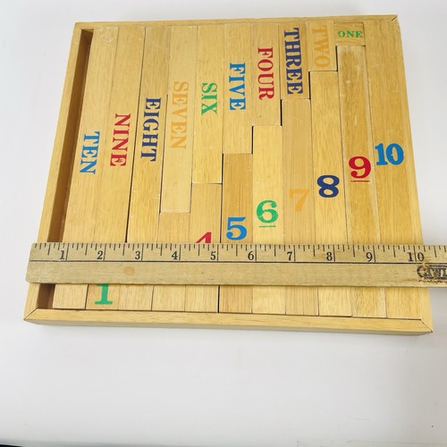 Vintage Wooden Montessori Numbers Rods Pattern Puzzle Early Learning ...