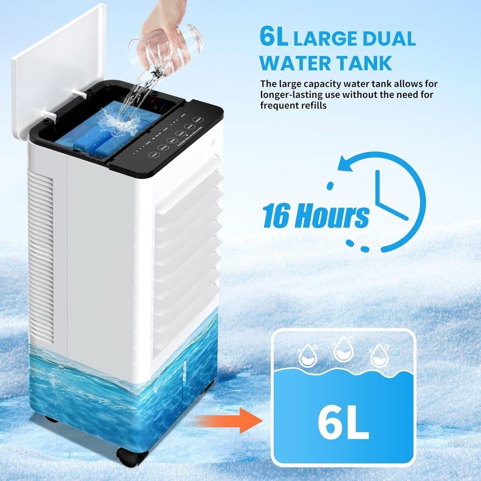 3 IN 1 Mobile Air Conditioner - Auction Air Cooler 6L Large Water Tank ...