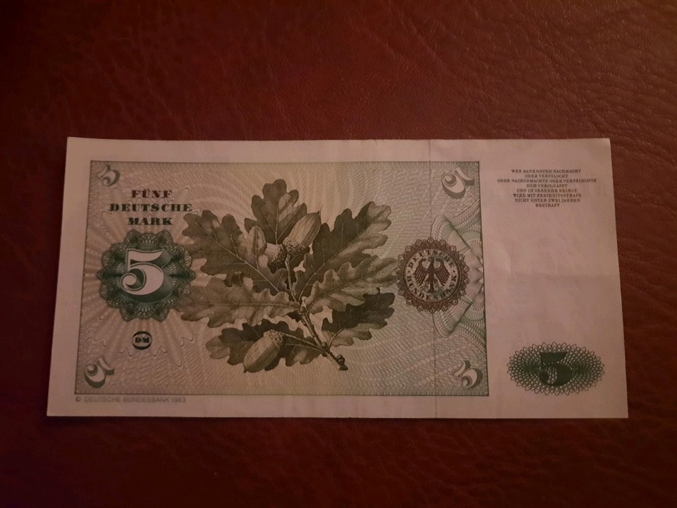 Deutsche Mark 5 DM Schein R Seriennummer Selten Auflage 25.000 Stück ...