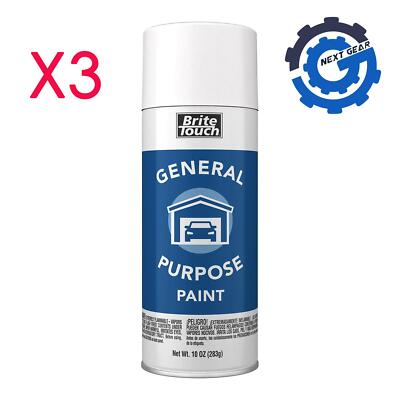 Lot of 3 Cans Brite Touch General Purpose Spray Paint Flat White 10 oz ...