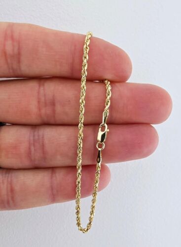 14k Real solid Yellow Gold Rope Chain Bracelet | eBay
