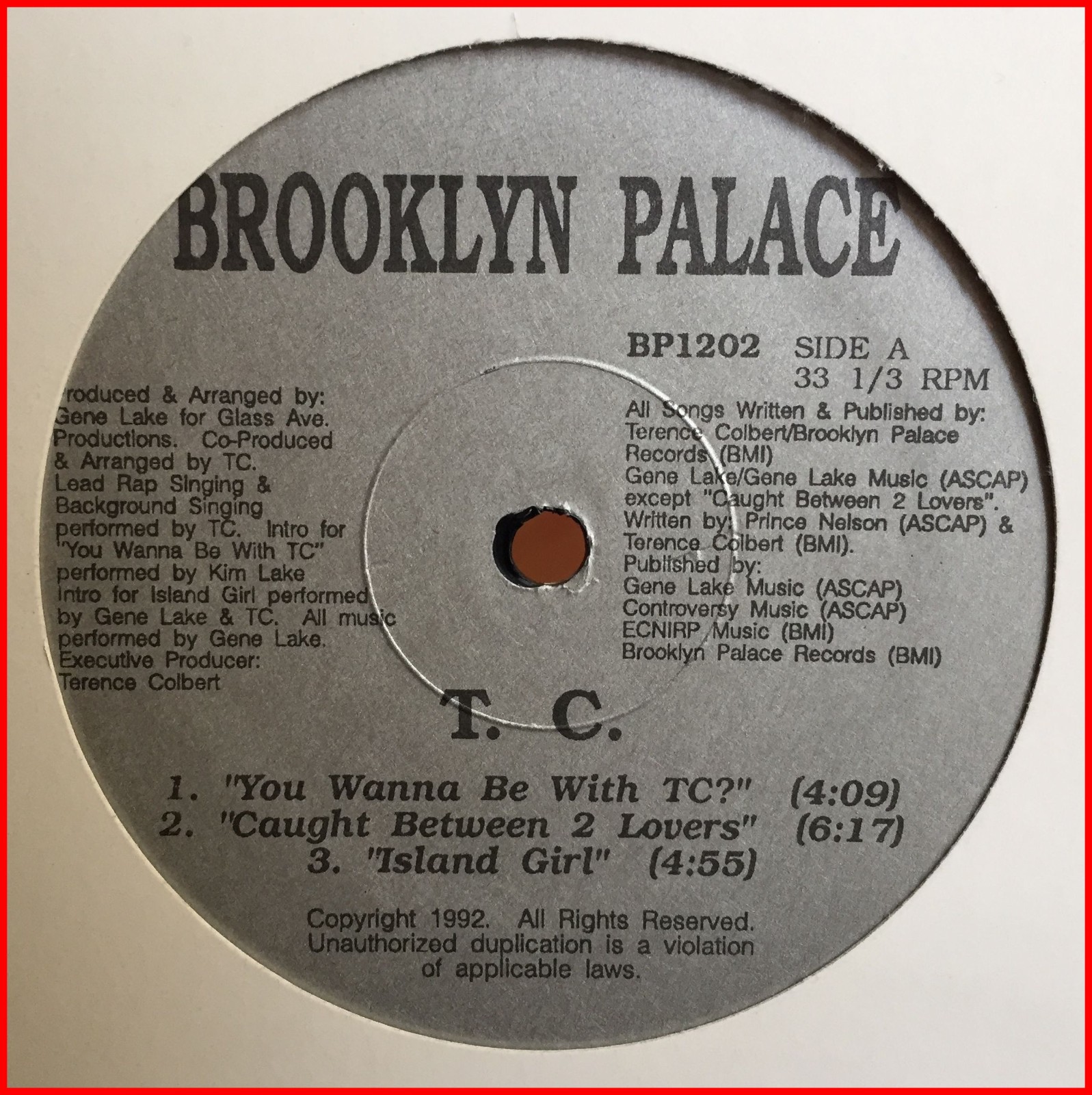 RAP HIP HOP SWING 12" T.C.-wanna be with TC EP BROOKLYN PALACE MEGA ...