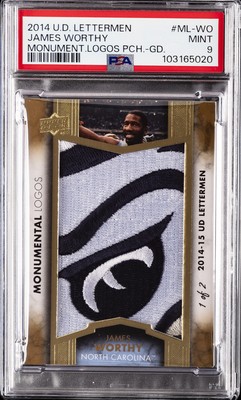 2014 UD LETTERMEN MONUMENTAL LOGOS PATCH GOLD #ML-WO JAMES WORTHY PSA 9 ...