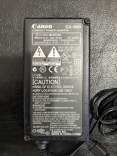 Canon CA-560 Compact Power Adapter 9.5V, 2.7A 3-Pin | eBay