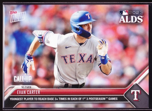 EVAN CARTER Texas Rangers Rookie Call-Up vs Astros 2023 Topps Now #970 ...