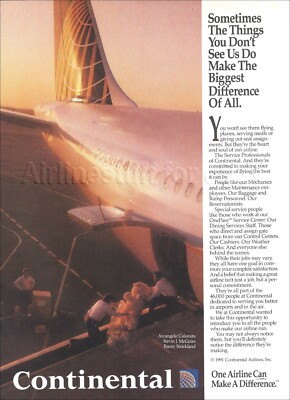 1991 CONTINENTAL Airlines AIRBUS A300 widebody ad airways advert TEDDY ...