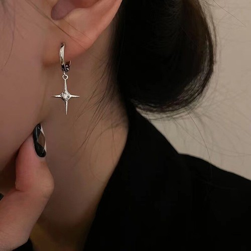 1Pair Goth Harajuku Silver Color Sweet Cool Stars Cross Zircon Pendant EarrinSN | eBay Australia
