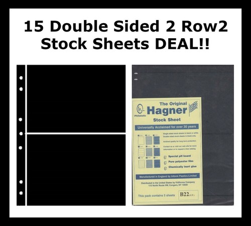 Stock Sheets 15 Pages for STAMP Double Sided 2 Row Polyester Film BLACK ...
