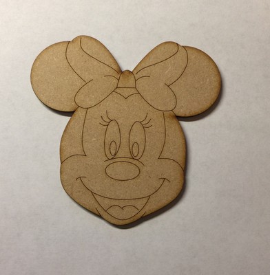 Laserkris Wooden Minnie Mouse head ,laser cut 3mm thick mdf craft shape ...